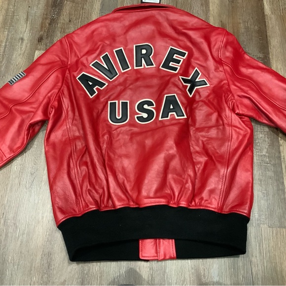 Avirex | Jackets & Coats | New Avirex Genuine Leather Red Bomber Jacket ...